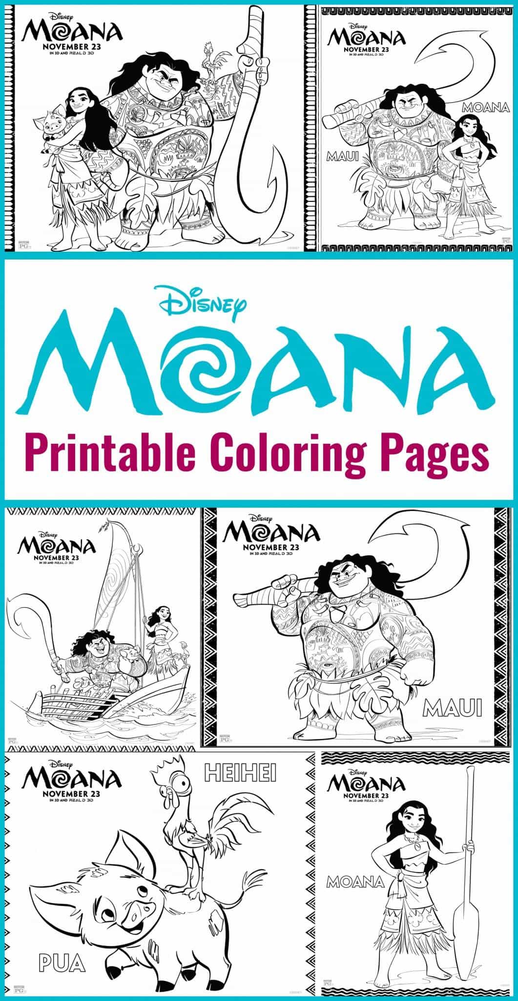 Printables - Disney's Moana Coloring Sheets - Life She Has